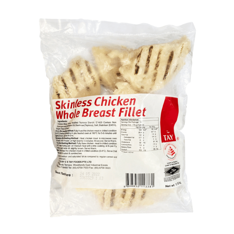 [Halal] Tay Skinless Chicken Whole Breast Fillet 1.15kg – Qiksmart